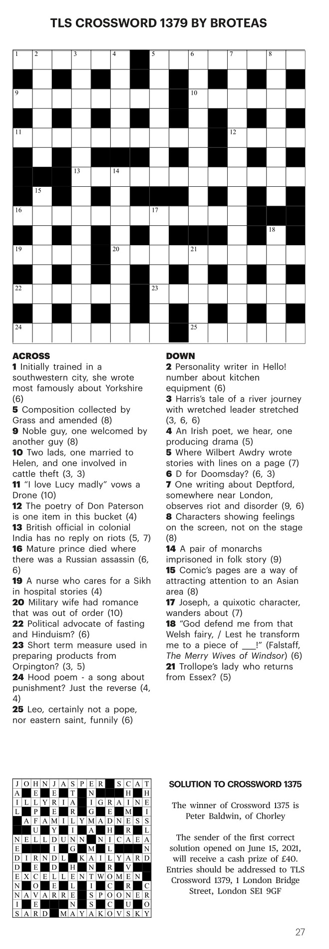 Crossword 1379 | TLS