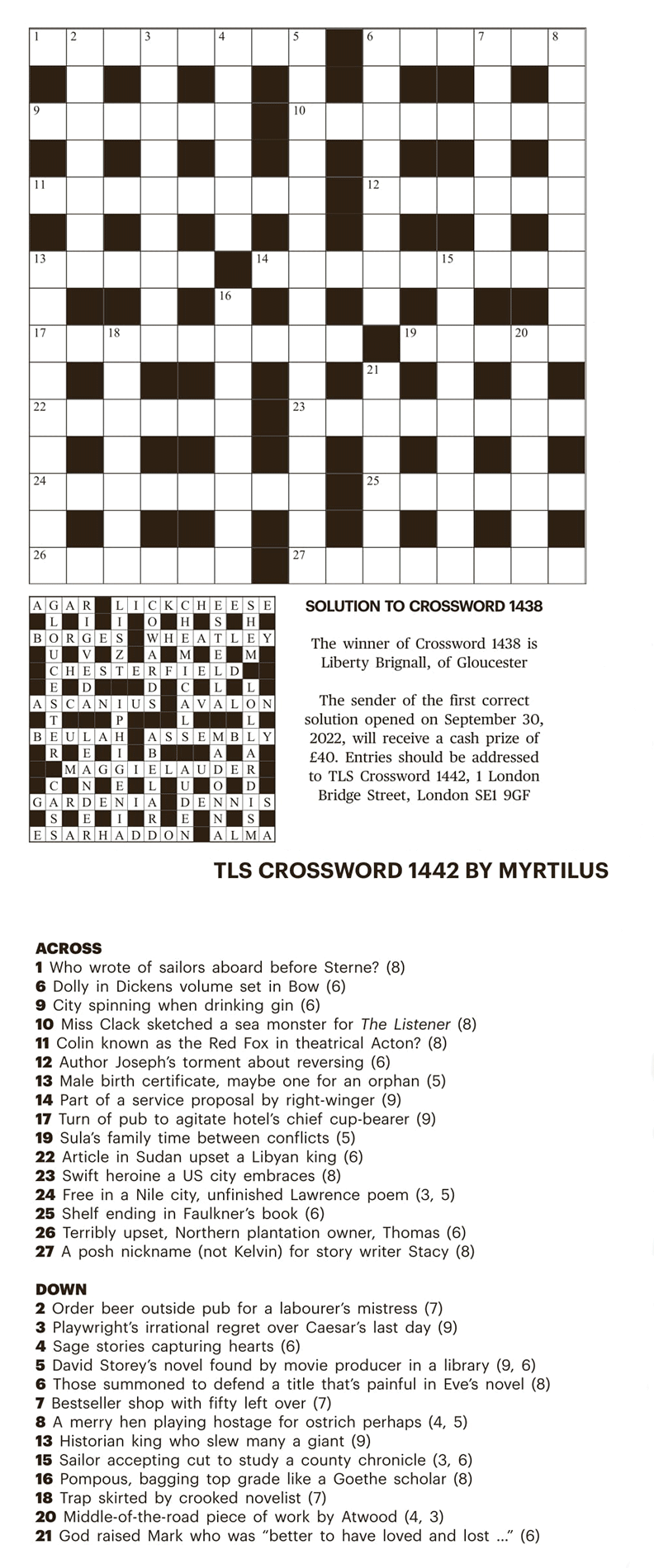 Crossword 1442 | TLS