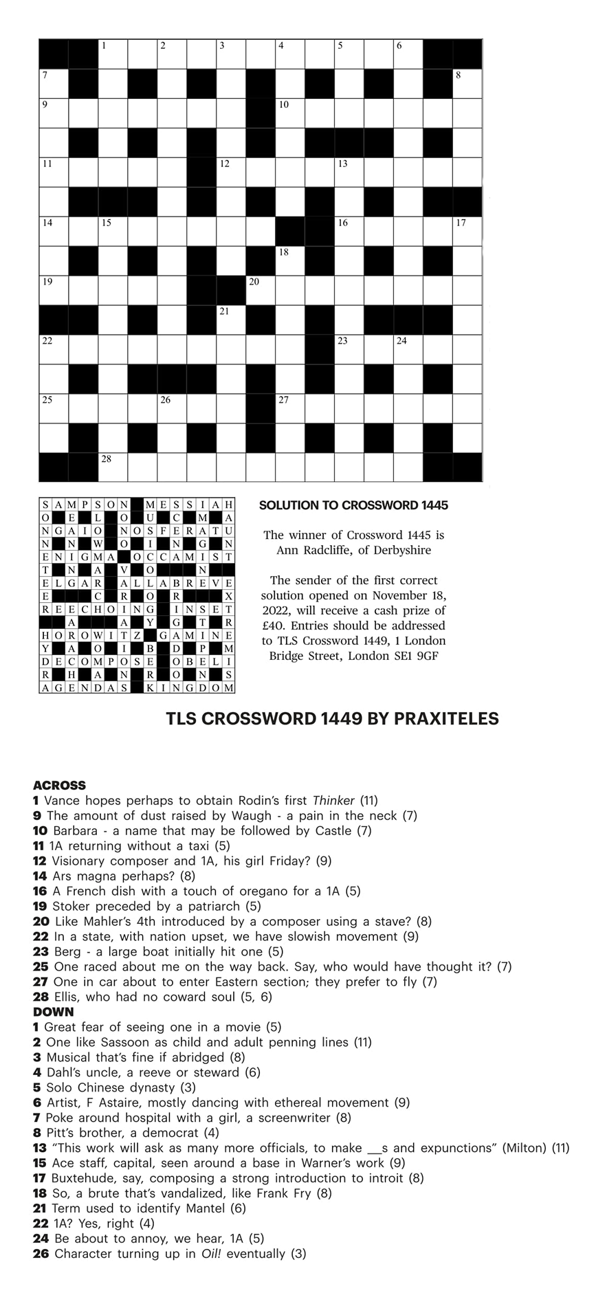Crossword 1449 | TLS