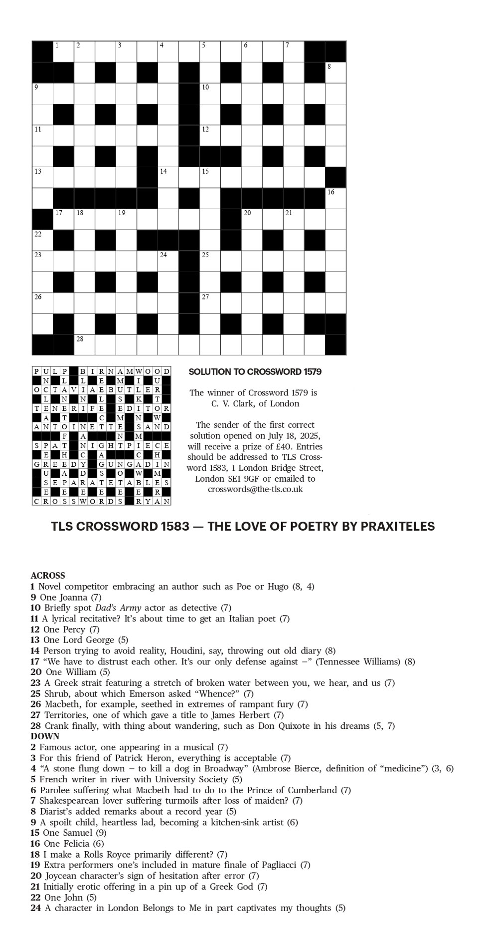 Crossword 1583 | TLS