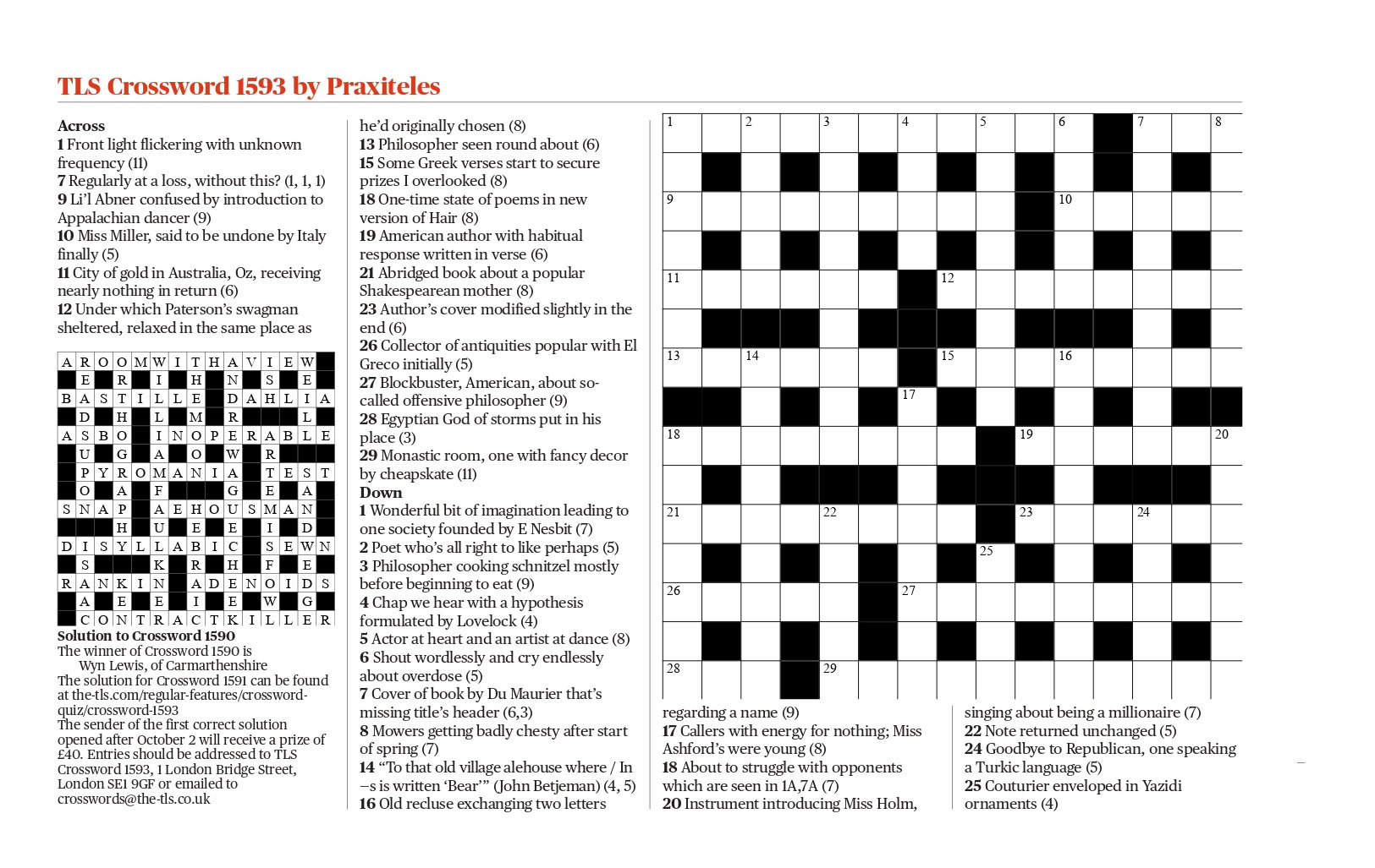 Crossword 1593 | TLS