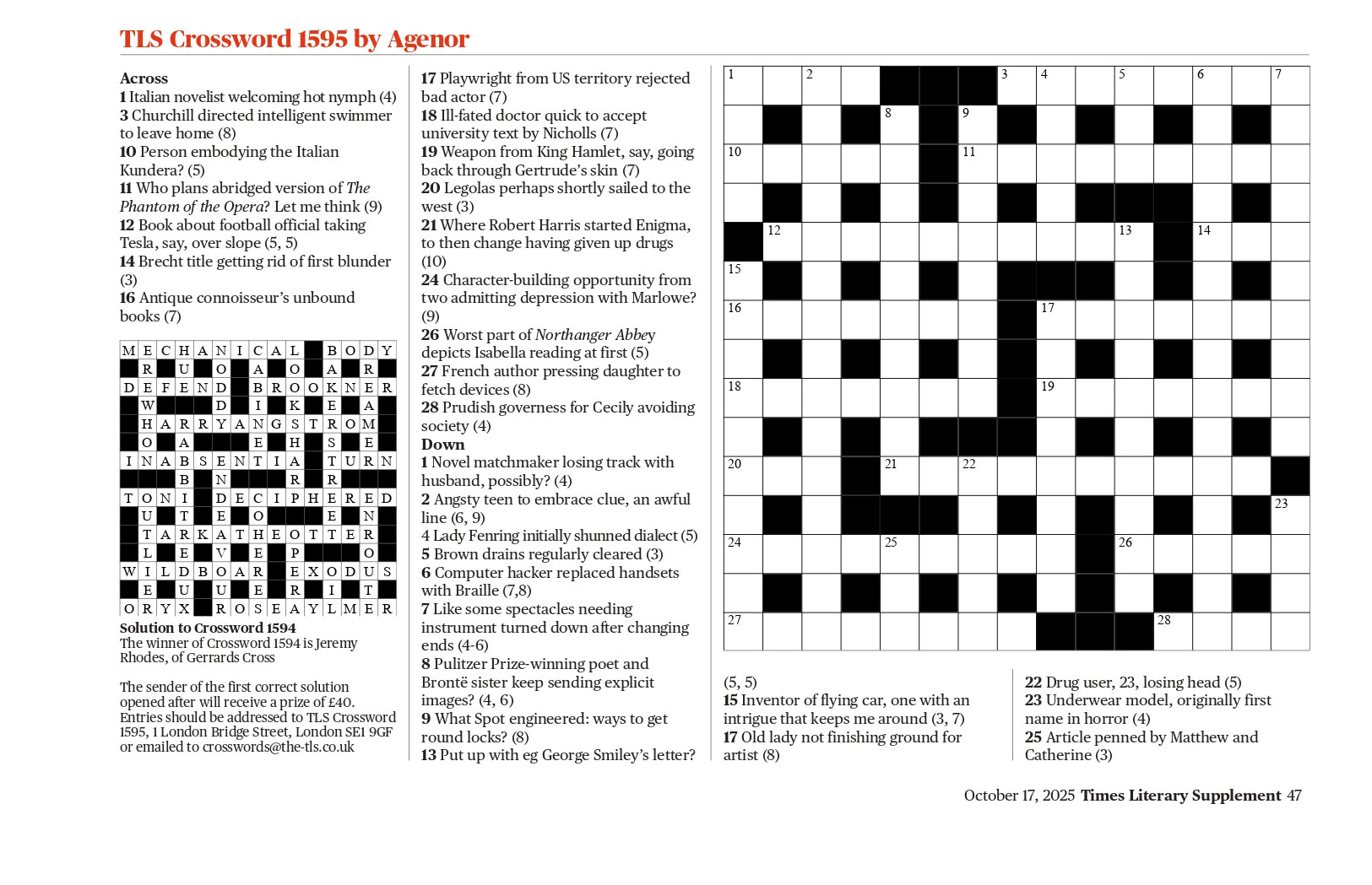 Crossword 1595 | TLS