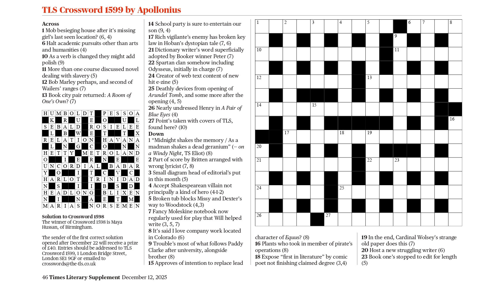 Crossword 1599 | TLS